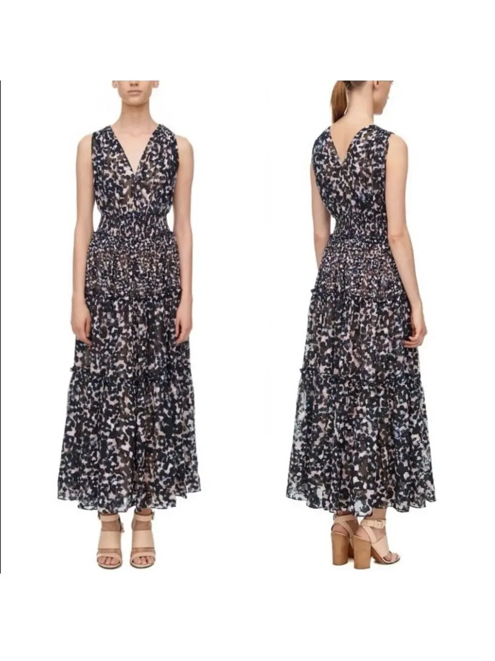 Rebecca Taylor | Dresses | Rebecca Taylor Black Combo Oleander Leopard ...